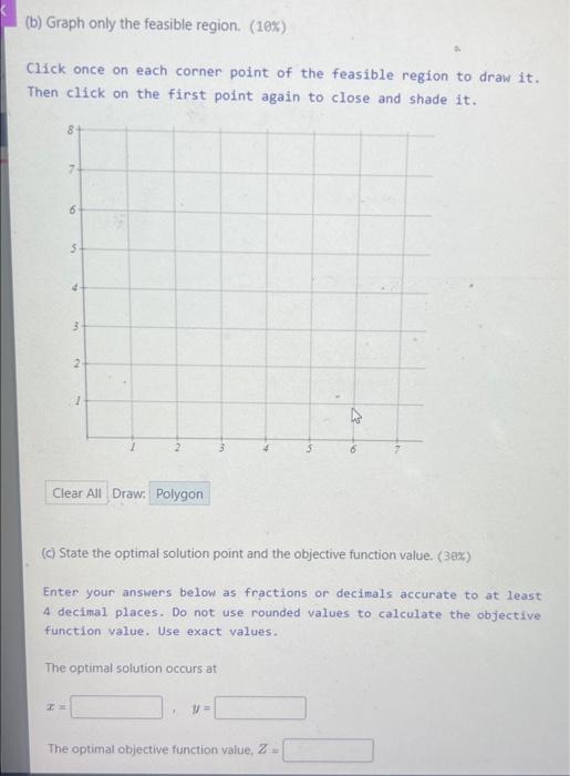 Consider this linear program: (a) Graph the feasible | Chegg.com