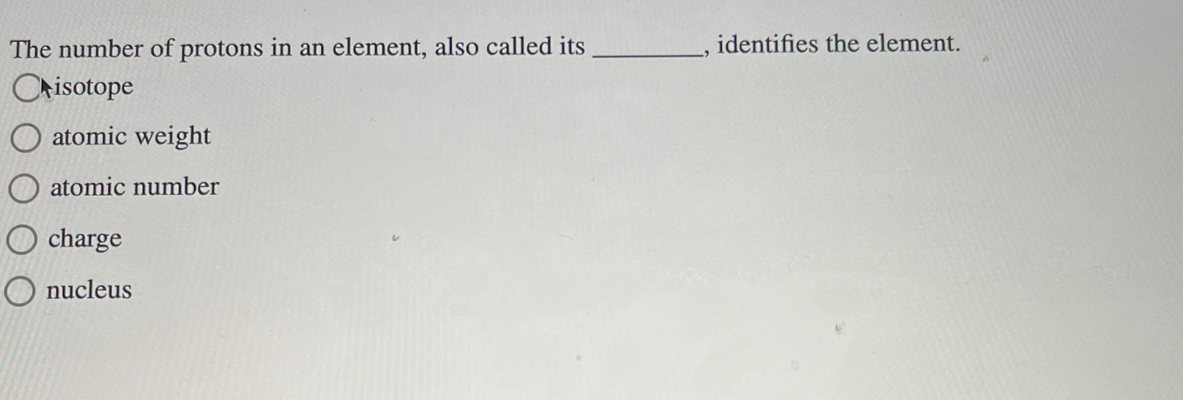 Solved The number of protons in an element, also called | Chegg.com