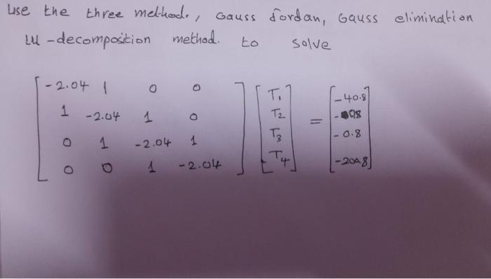 Solved Use the three mebhods, Gauss Jordan, Gauss | Chegg.com