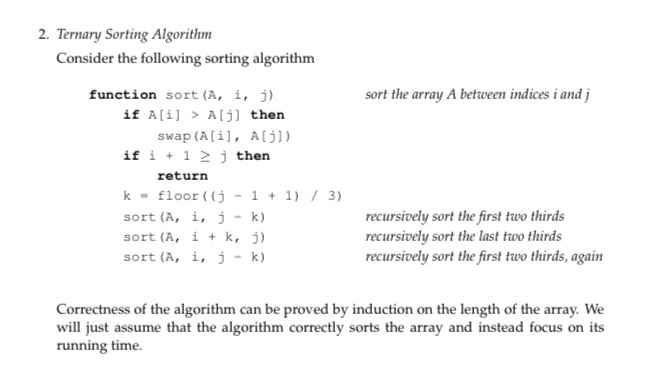 Solved 2 Ternary Sorting Algorithm Consider The Following 5344