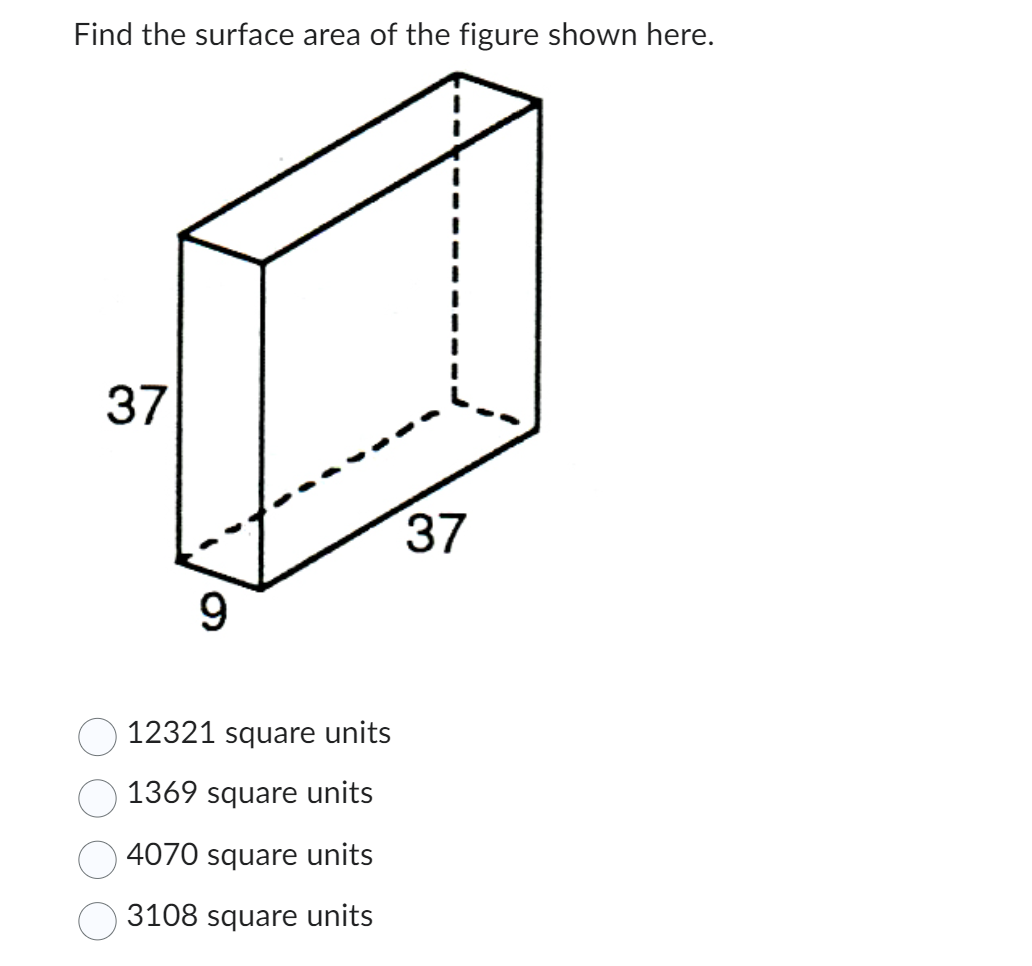 Solved Find the surface area of the figure shown here.12321 | Chegg.com