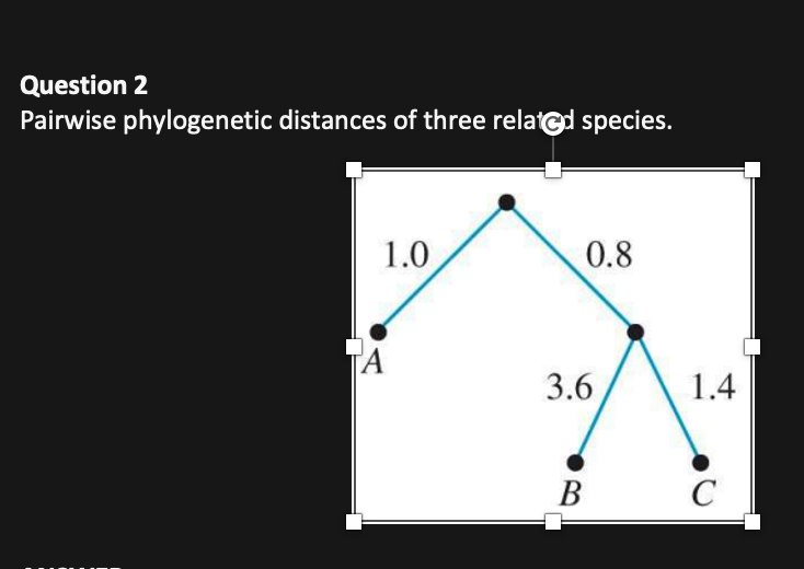 Solved Pairwise phylogenetic distances of three related | Chegg.com