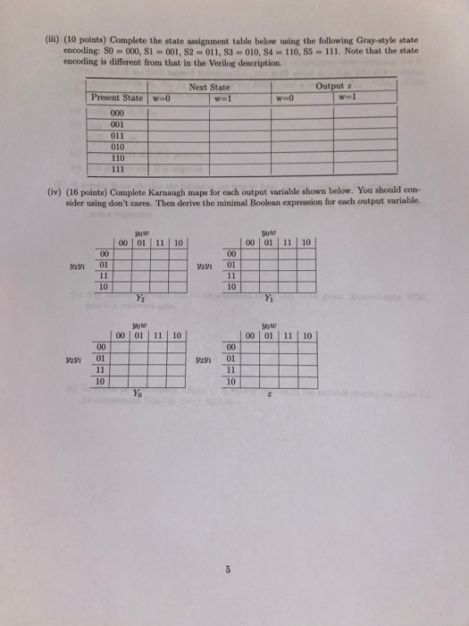 Solved () (10 points) Complete the state assignment table | Chegg.com