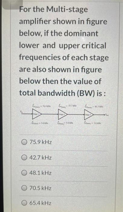 Solved For the Multi-stage amplifier shown in figure below, | Chegg.com
