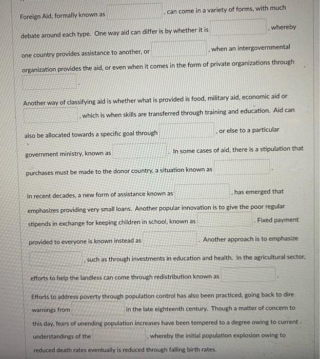 a) Bilateral Aid b) Conditional Cash Transfers (CCTs) | Chegg.com