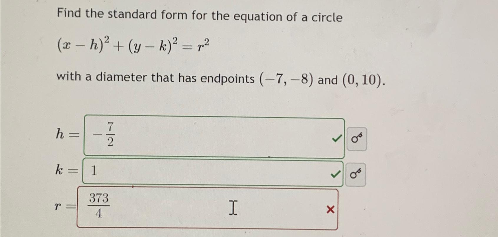 Solved Find the standard form for the equation of a | Chegg.com