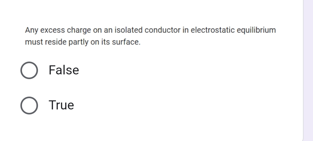 Solved Any excess charge on an isolated conductor in | Chegg.com