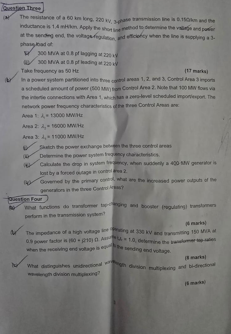 Solved Question Three(a) ﻿The resistance of a 60 ﻿km long, | Chegg.com