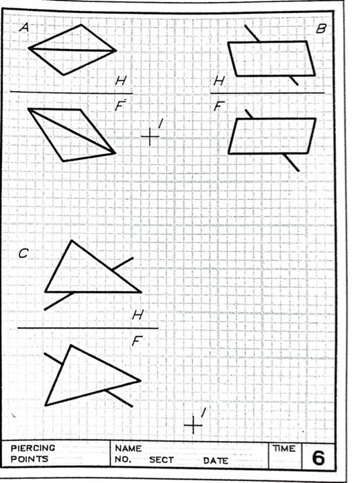Solved A C PIERCING POINTS 1. I H F it x H F NAME NO. SECT + | Chegg.com