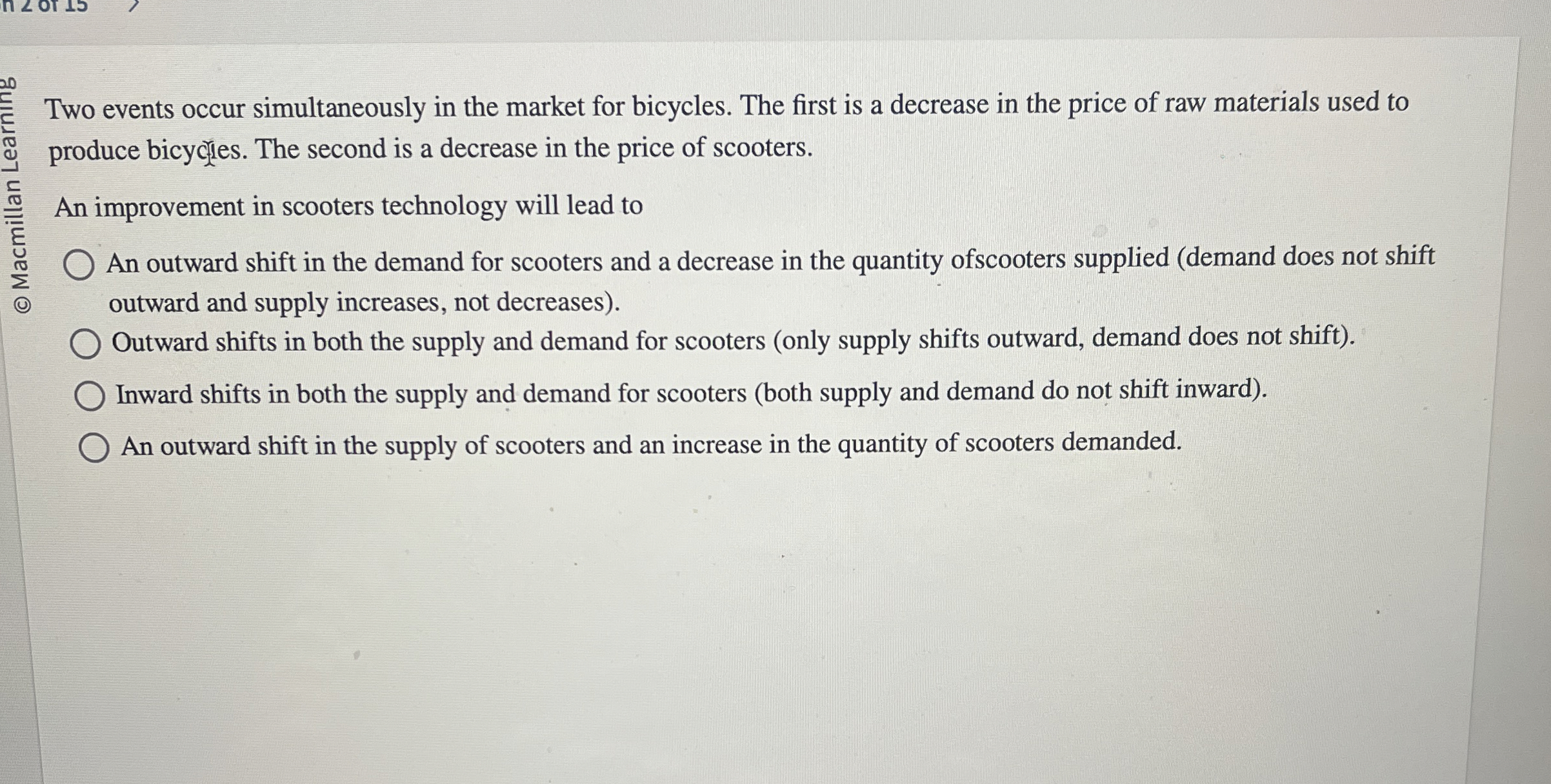 Solved Two events occur simultaneously in the market for | Chegg.com