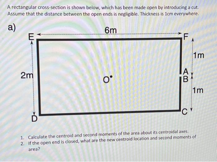 Solved A rectangular cross-section is shown below, which has | Chegg.com