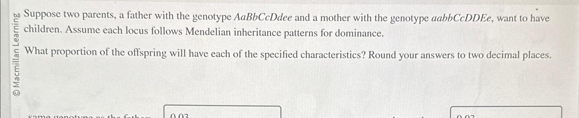 Solved as Suppose two parents, a father with the genotype | Chegg.com Solved as Suppose two parents, a father with the genotype | Chegg.com