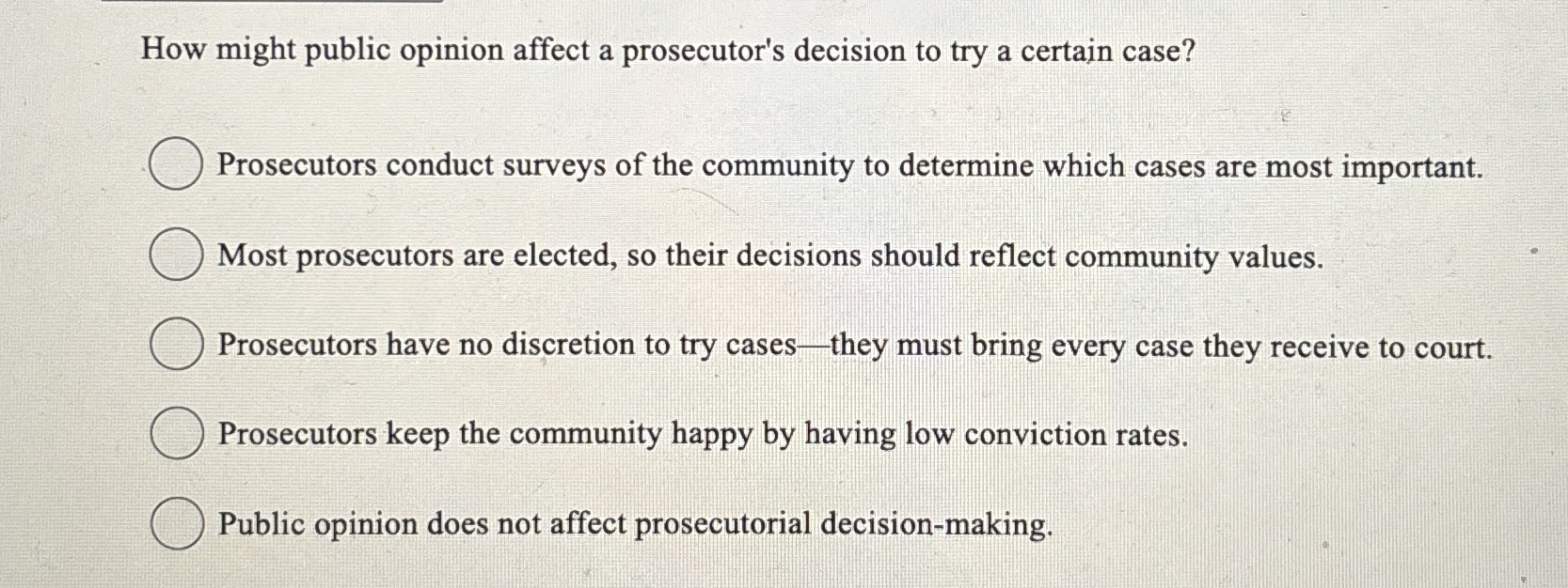 Solved How might public opinion affect a prosecutor's | Chegg.com Solved How might public opinion affect a prosecutor's | Chegg.com