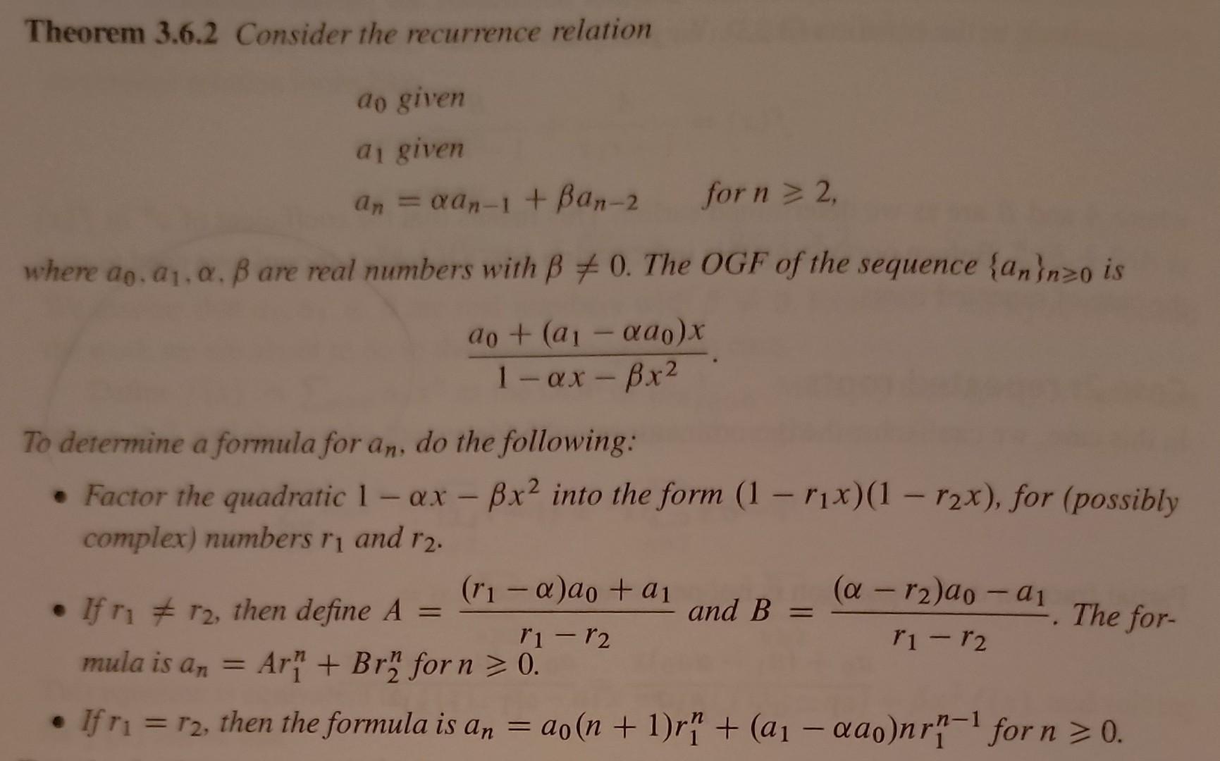 Solved 7. Extend Theorem 3.6.2 to recurrence relations of | Chegg.com