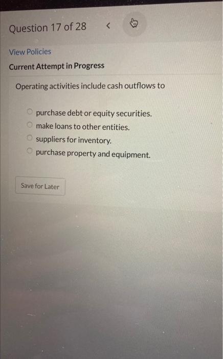 Solved Current Attempt in Progress Operating activities | Chegg.com