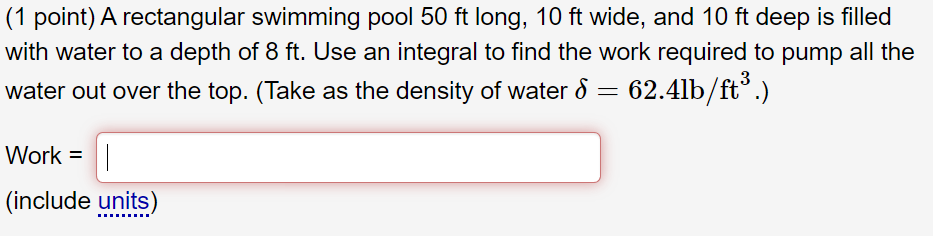Solved solve(1 ﻿point) ﻿A rectangular swimming pool 50ft | Chegg.com