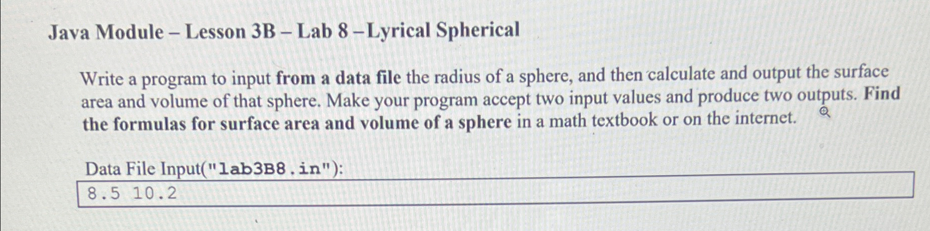 Java Module - ﻿Lesson 3B - ﻿Lab 8 -Lyrical | Chegg.com