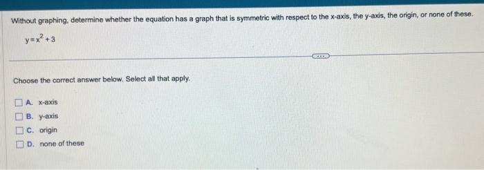Solved Without graphing, determine whether the equation has | Chegg.com