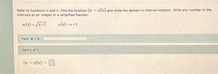 Solved Refer to functions m and n. Find the function | Chegg.com