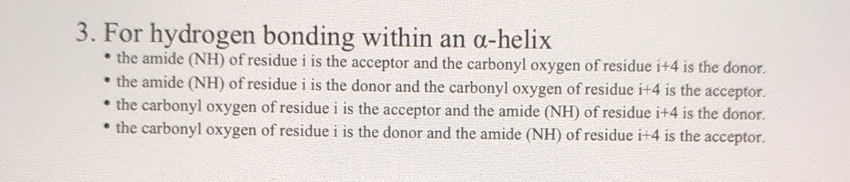 Solved For hydrogen bonding within an \\\\alpha -helix\\nthe | Chegg.com