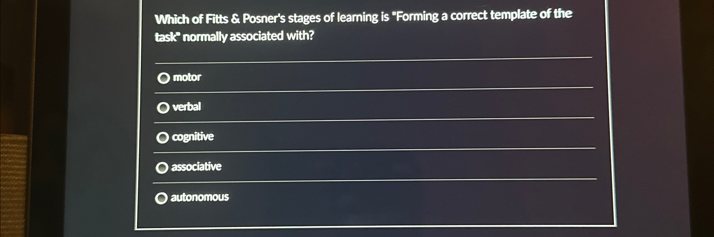 Solved Which of Fits & Posner's stages of leaming is | Chegg.com