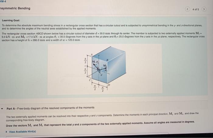Solved Part C- Neutral-axis angle due to externally applied | Chegg.com