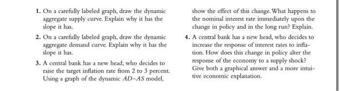Solved 1. On a carefully labeled graph, draw the dynamic | Chegg.com