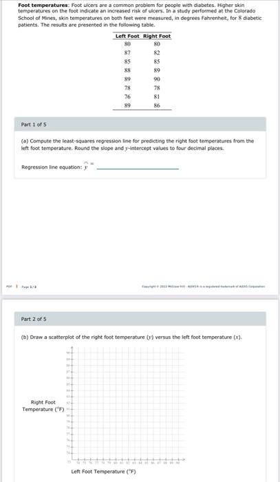 Solved Foot temperatures. Foot ulcers are a common problem | Chegg.com