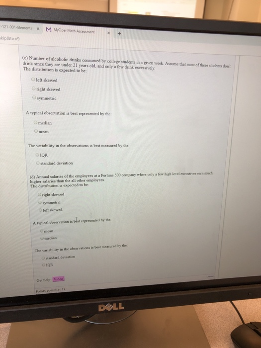 Solved Stat 121 001 Elements X M Myopen Math Assessment