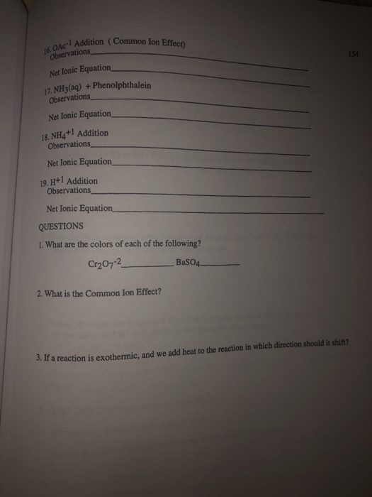 Solved Ac-1 Addition (Common Ion Effect) 16. OAC-1 Addin | Chegg.com