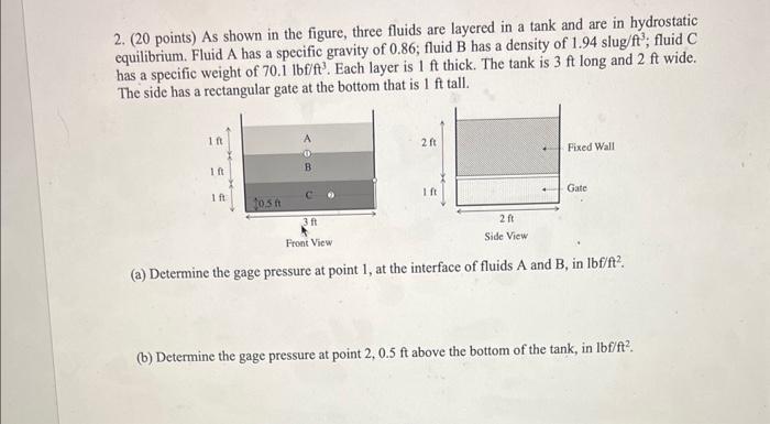 Solved 2. (20 points) As shown in the figure, three fluids | Chegg.com