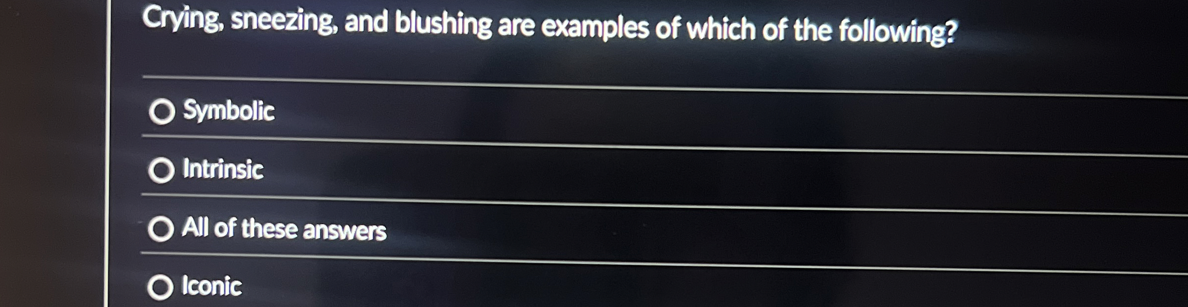 Solved Crying, sneezing, and blushing are examples of which | Chegg.com