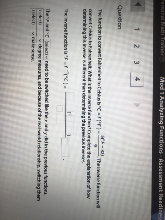Solved Personal Math Trainer Mod 1 Analyzing Functions - | Chegg.com