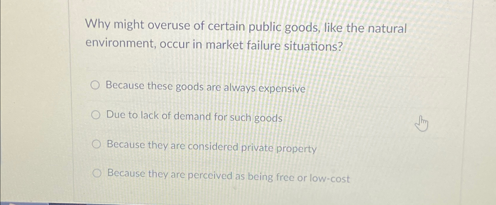 Solved Why might overuse of certain public goods, like the | Chegg.com