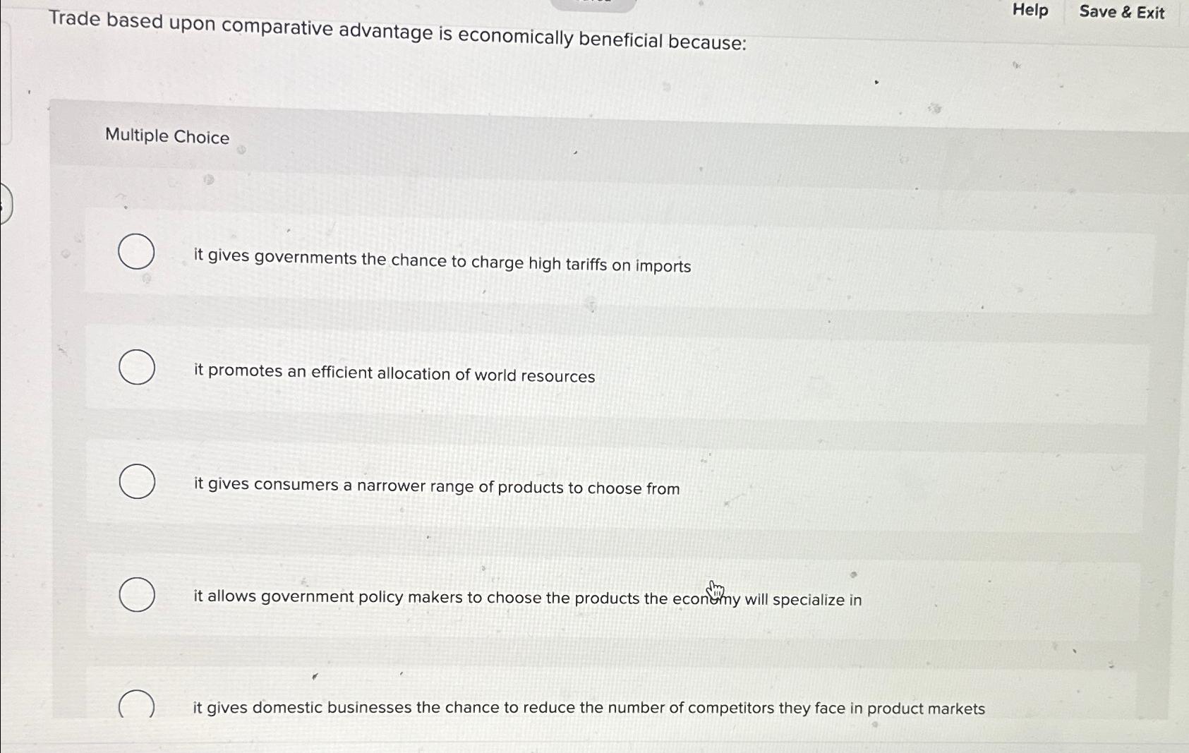 Solved Trade based upon comparative advantage is | Chegg.com