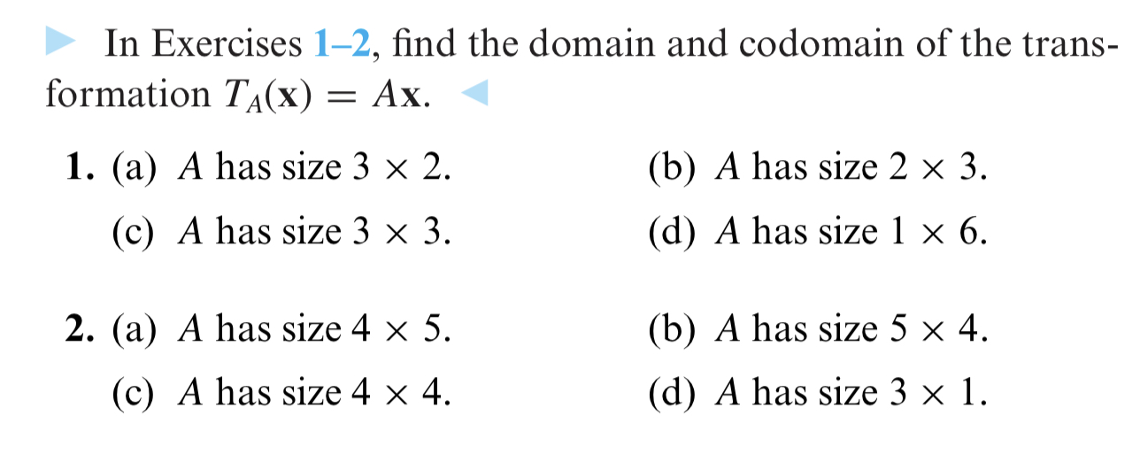 Solved In Exercises 1-2, ﻿find the domain and codomain of | Chegg.com