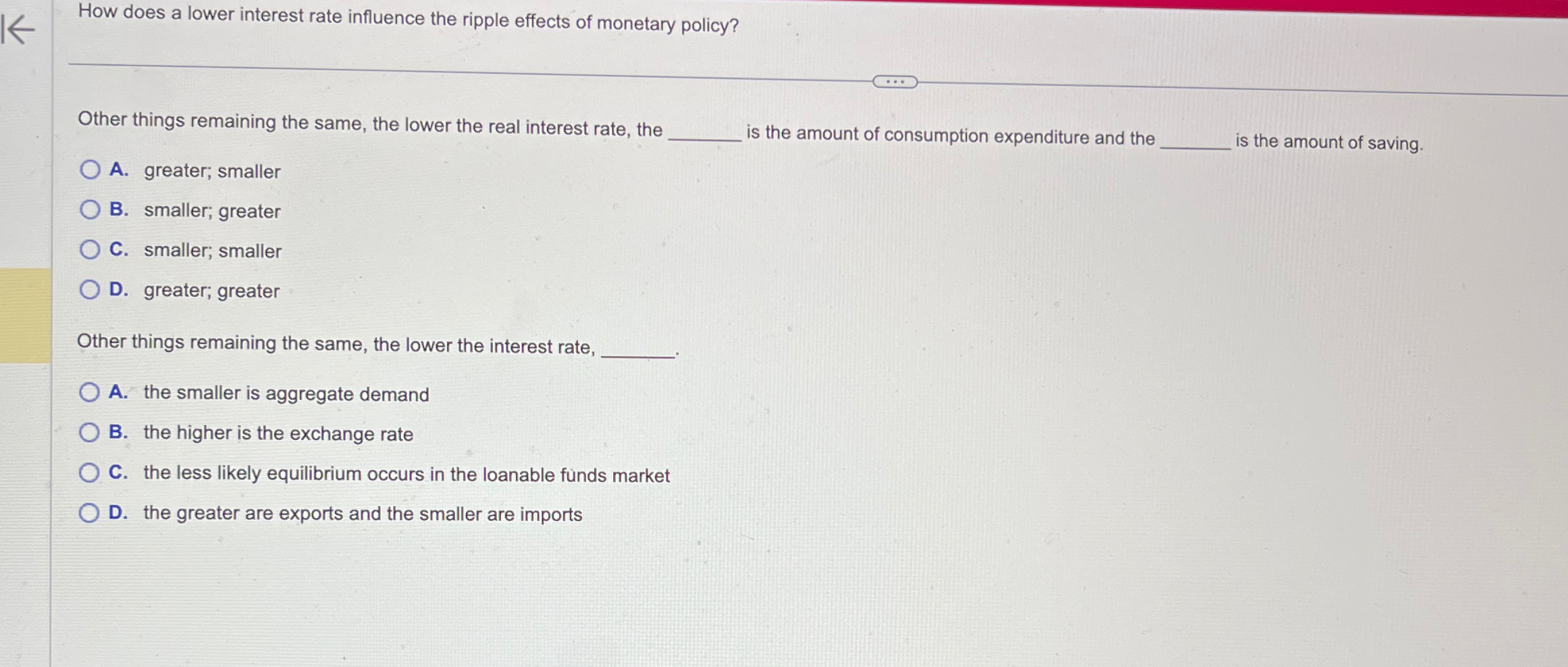 Solved How does a lower interest rate influence the ripple | Chegg.com