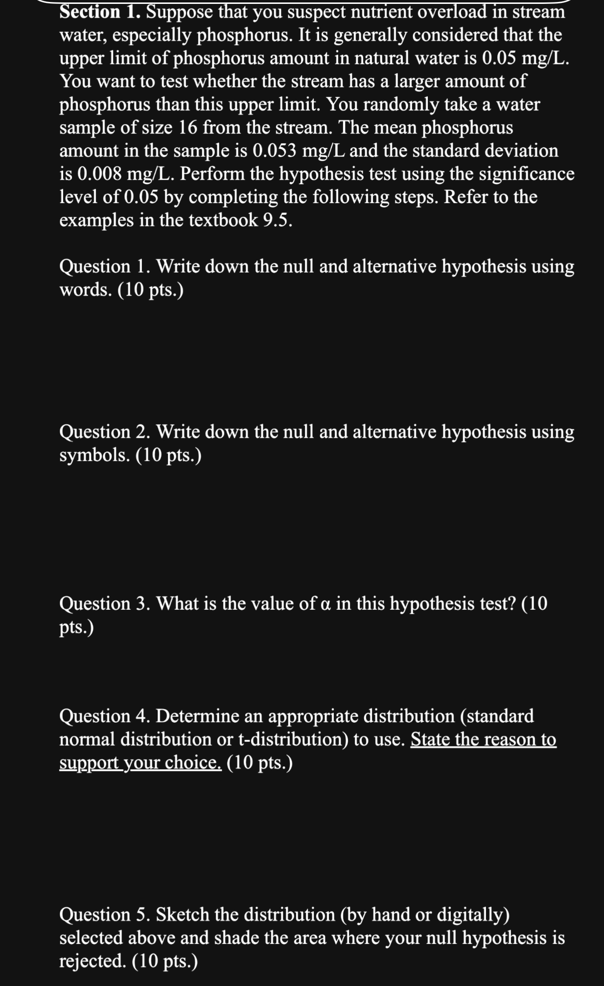 Solved Section 1. ﻿Suppose that you suspect nutrient | Chegg.com
