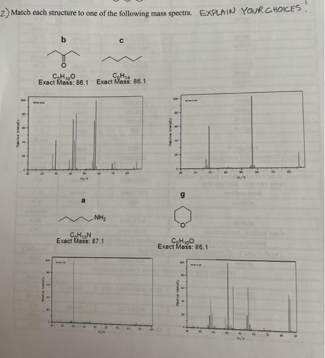 2) Match each structure to one of the following mass | Chegg.com