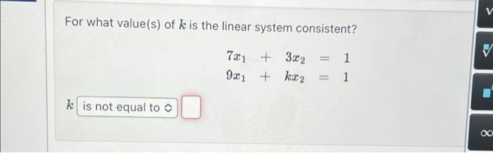 Solved For what value(s) of k is the linear system | Chegg.com
