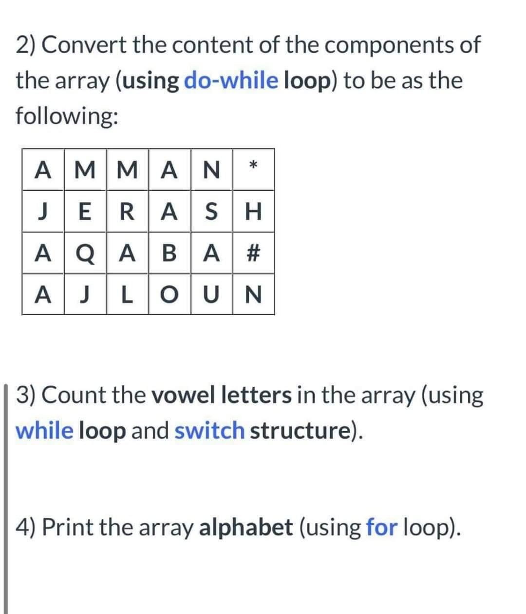 Solved Write A C Program That Declares An Array Alphabet