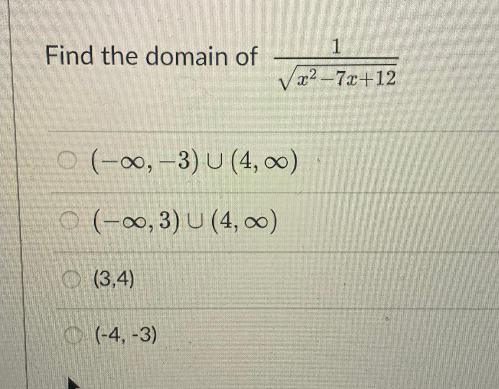 Solved Find the domain of | Chegg.com