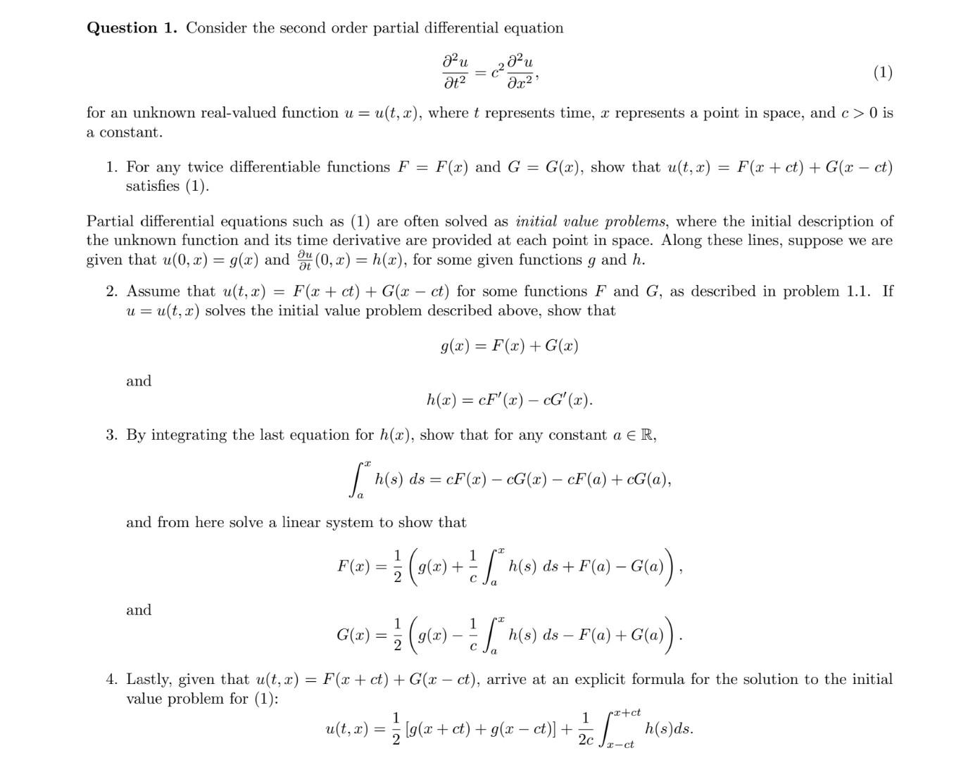 Solved Question 1. Consider the second order partial | Chegg.com