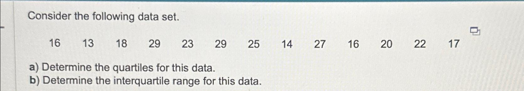 Solved Consider the following data | Chegg.com