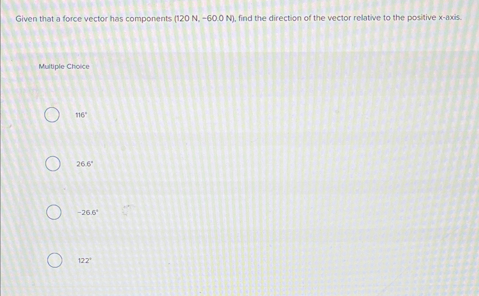 Solved Given that a force vector has components | Chegg.com