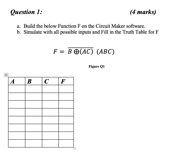 Solved Question 1: (4 marks) a. Build the below Function F | Chegg.com