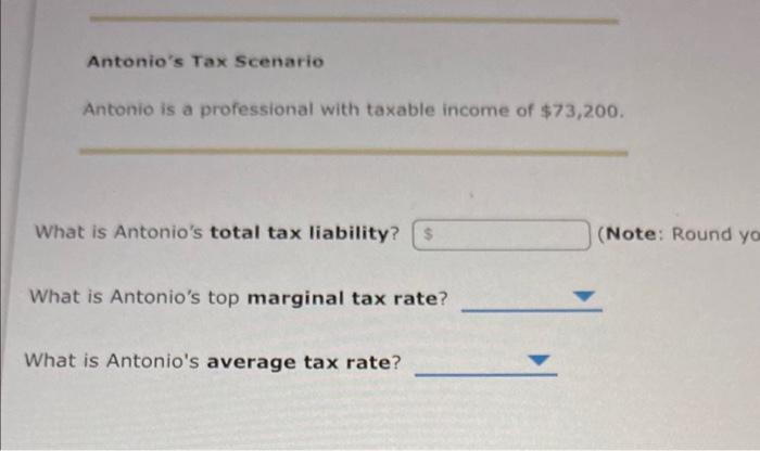 Solved Calculating Taxable IncomeAntonio's Tax Scenario | Chegg.com