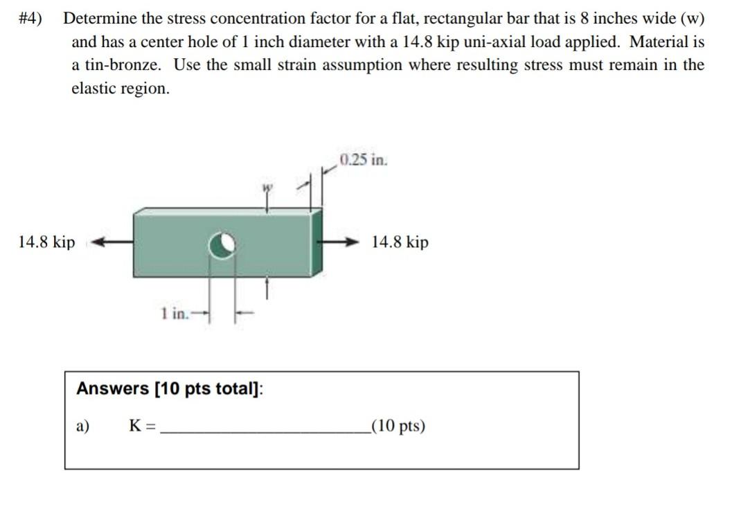 Solved \#4) Determine the stress concentration factor for a | Chegg.com