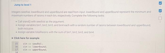 Solved Integers seedVal, lowerBound and upperBound are read | Chegg.com