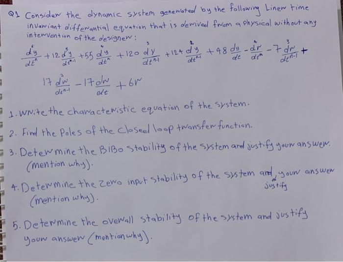 Solved Q1 Considew the dynamic system genewated by the | Chegg.com